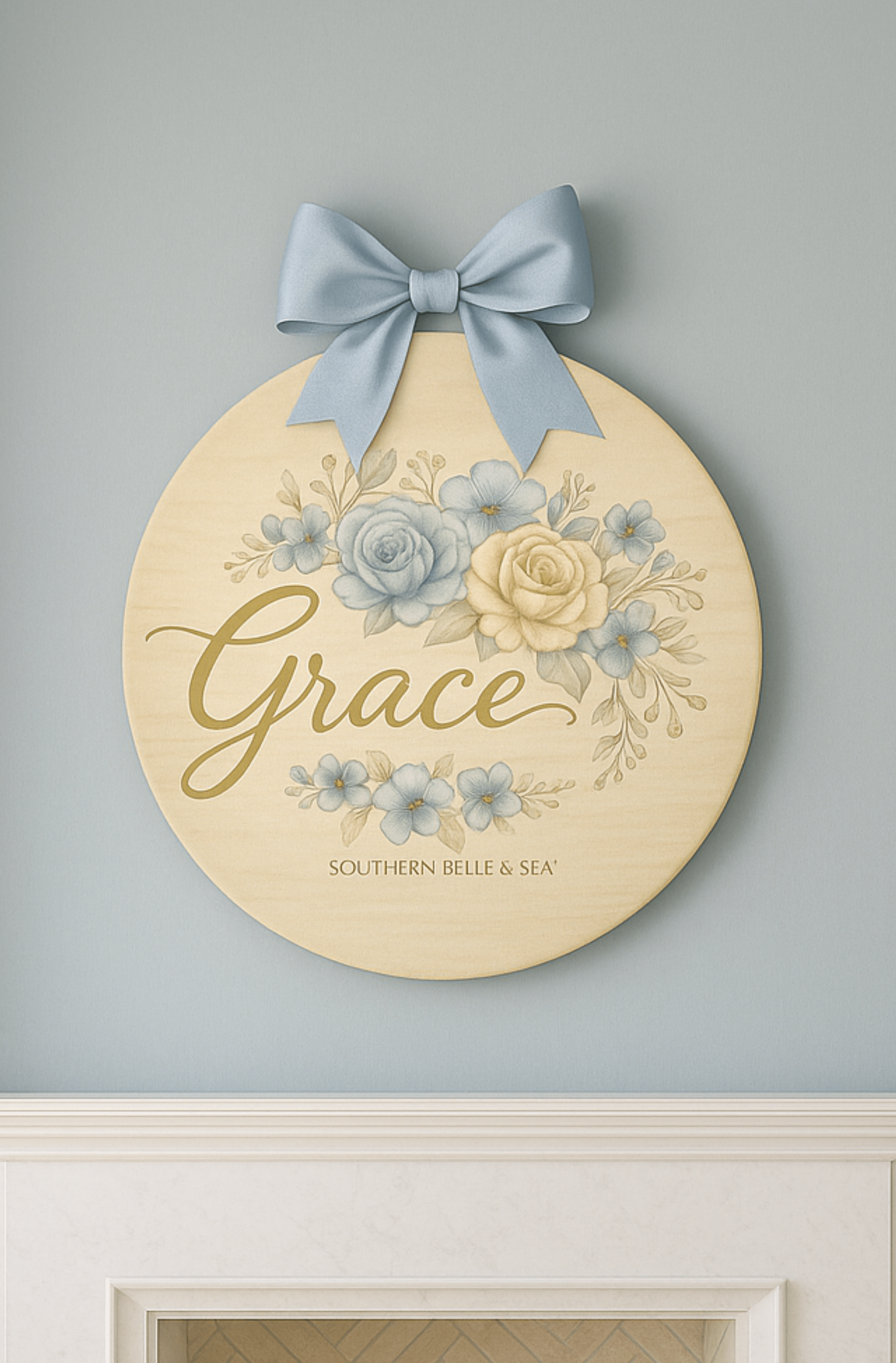 Grace Floral Wooden Wall Circle Sign — Virtue Collection | Southern Be ...